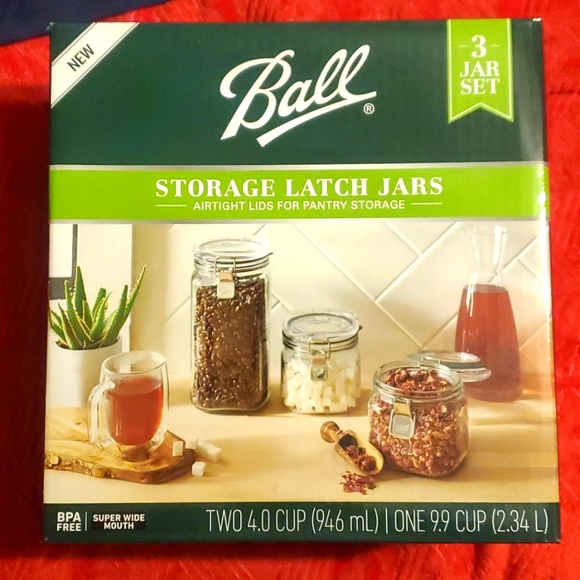 Ball | Kitchen | Nib Ball Storage Latch Jars 3 Piece Set | Poshmark